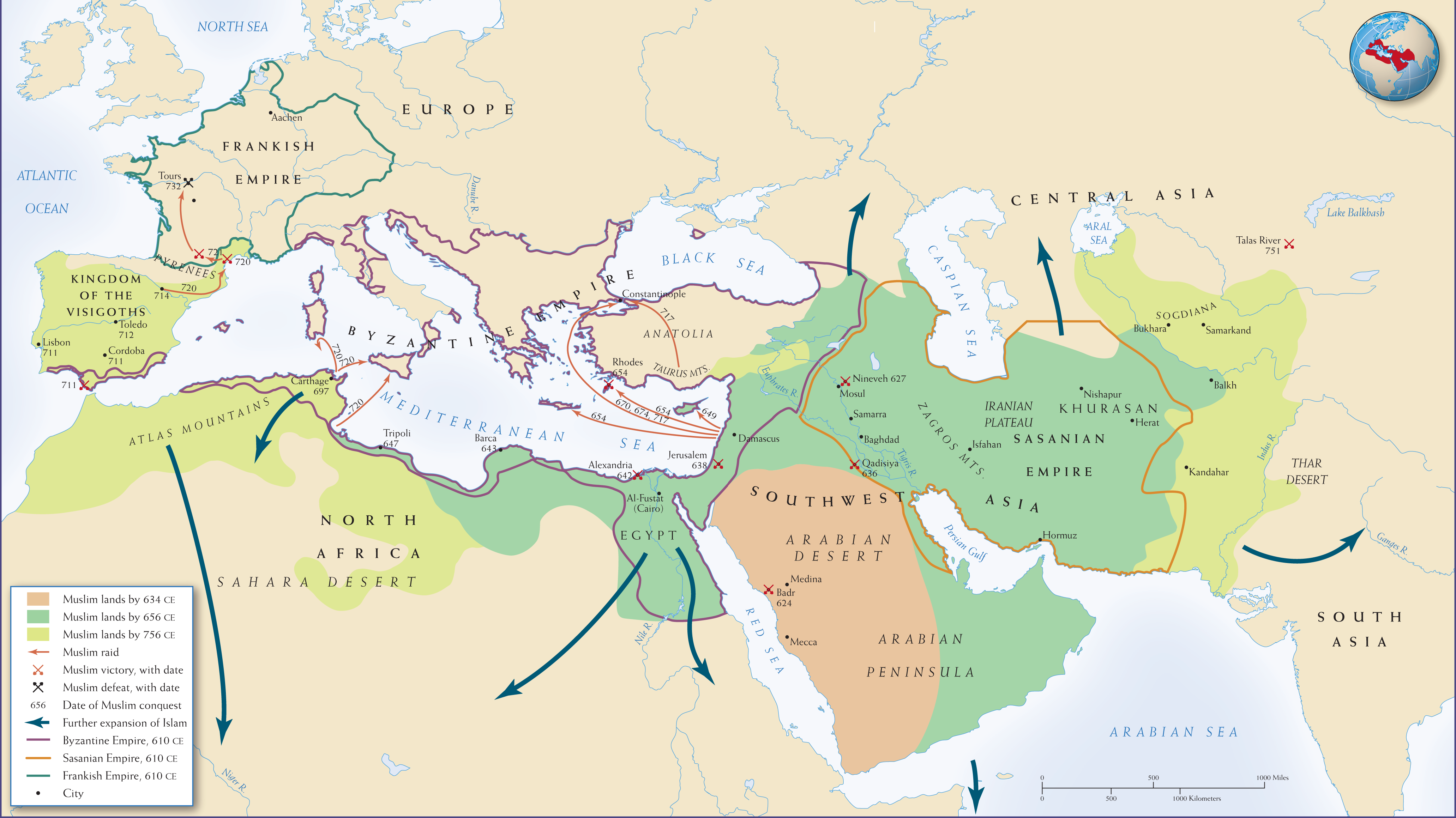 Spread Of Islam Map 632 750